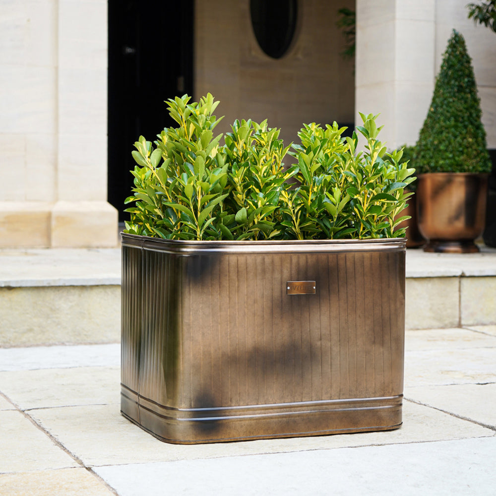 Ivyline Outdoor Hampton Rectangular Copper Metal Planter / Small → Se ...